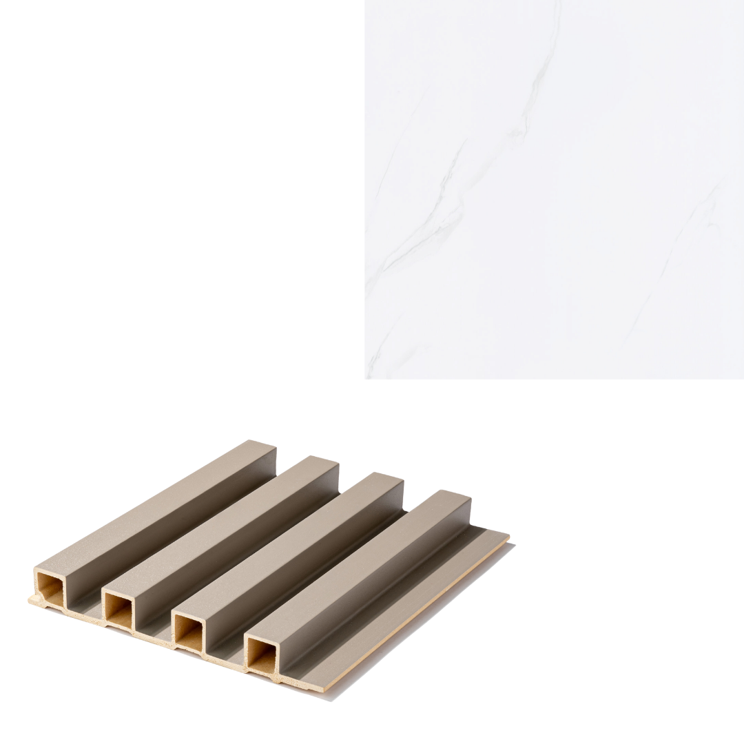 ZENNAL Interior Decor Fluted Panel 9.5’ x 0.5’, White Marble – Build Bazaar